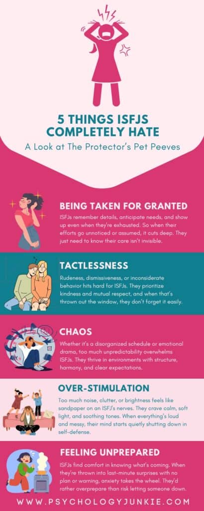 5 Things ISFJs Absolutely Hate (with Infographic) - Psychology Junkie