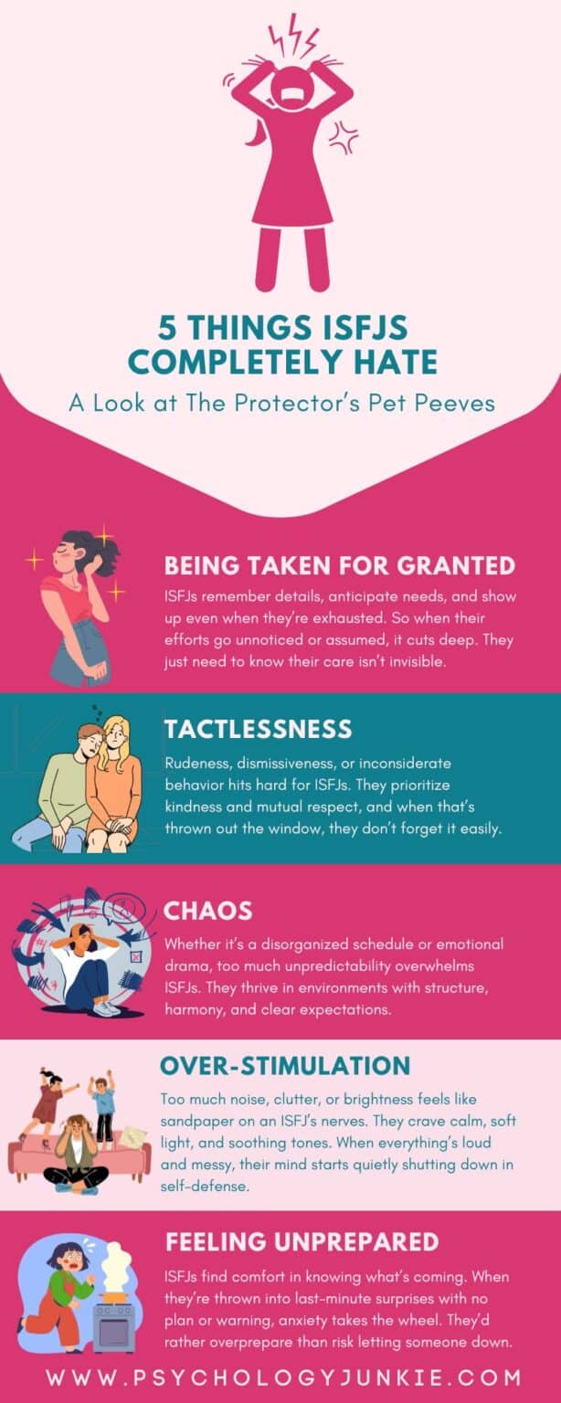 5 Things ISFJs Absolutely Hate (with Infographic) - Psychology Junkie